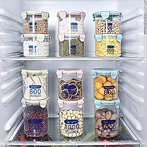 NC Food Sealed can Kitchen Spice nut Food can Refrigerator Moisture-Proof Storage Box Grain Storage Tank Graduated 600ml Pink