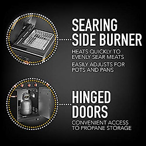 Kenmore PG-A40409S0LB-2 4 Burner Cabinet Style Propane Gas BBQ Grill with Searing Side Burner, 52000 Total BTU, Black and Copper