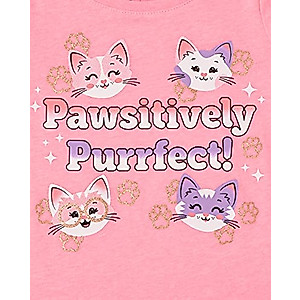 The Children's Place baby girls The Children's Place and Toddler Short Sleeve Graphic T- 2-pack T Shirt, Cat, 5T US