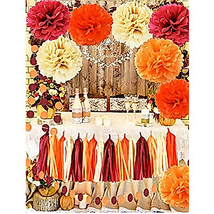 Fall Bridal Shower Decorations/Burgundy Fall Birthday Decorations Women/Burgundy Orange Champagne Party Decorations/Fall Wedding Decorations Maroon Burgundy Wedding/Thanksgving Party Decorations