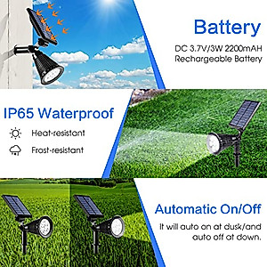 Sunklly Solar Spotlights Outdoor, 7 LEDs 2-in-1 Waterproof Adjustable Solar Powered Landscape Spotlights, 2 Lighting Modes Auto On/Off Solar Garden Lights for Lawn Tree Patio Yard Walkway (4 Pack)