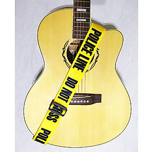 Sopopal Acoustic Guitar Strap Electric Guitar Straps with Leather Ends Adjustable Classical Suitable For Bass, Electric & Acoustic Guitars (Yellow Police Line)