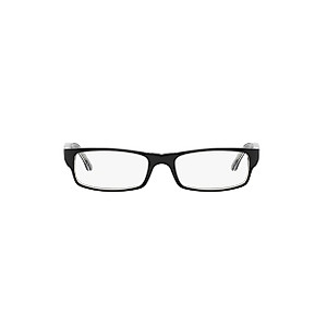 Ray-Ban RX5114 Rectangular Prescription Eyeglass Frames, Black On Transparent/Demo Lens, 54 mm