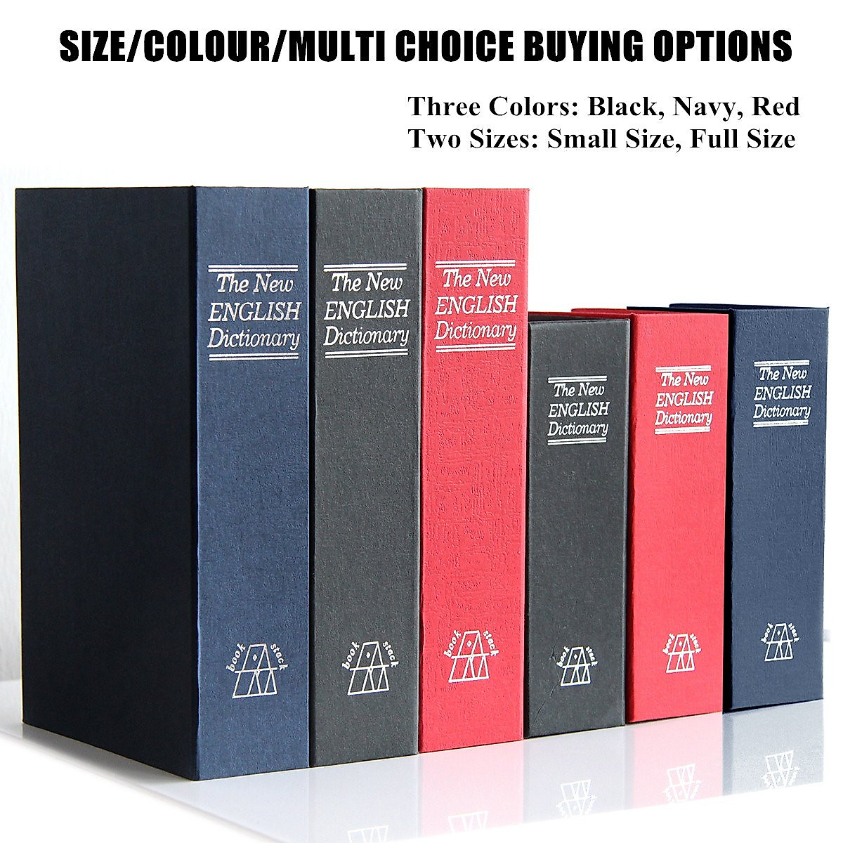 Book Safe with Combination Lock - Jssmst Home Dictionary Diversion Metal Safe Lock Box for Home Office Code Lock Money Box High Capacity, 9.5 x 6.2 x 2.2 inch, SM-BS0402L, black large