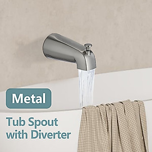 Replacement 9-Setting Rain Shower Faucet Tub Trim Kit for Delta 1300/1400& 13/14 Series, High Pressure 5.5" Round Rain Shower Head& Handle Set, Matte Black(Valve& Catridge Not Inclued)