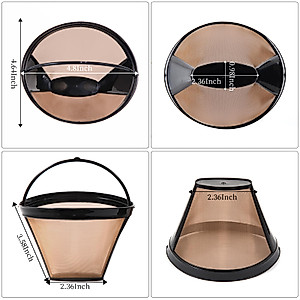 2PCS Reusable Coffee Filters for Ninja, Premium Gold Coffee Filter, No.4 Cone Coffee Maker Filters for Coffee Lovers, Compatible with Ninja Dual Brew Pro Reusable Coffee Filter