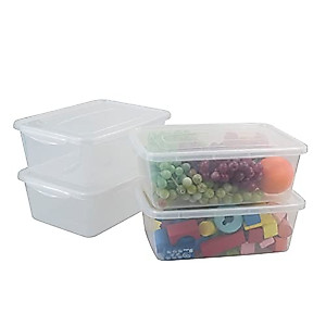 Easymanie 6.5 Quart Clear Plastic Bins with Lids, Latching Storage Boxes, 4 Packs, F