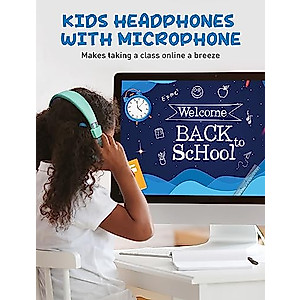 VotYoung Kids Headphones with Microphone, 2 Pack Kids Headphones for Kids Teens with Sharing Splitter, Wired Kids Headset with 91dB Volume Limit, Stereo On-Ear Headset for School/Tablet/Travel