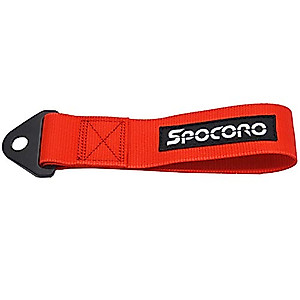 Spocoro Car Racing Tow Strap,Front or Rear Bumper Tow Strap Red (Pack of 1)