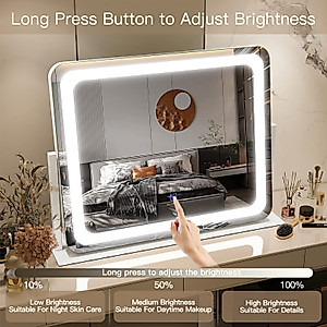 FENNIO Vanity Mirror with Lights 22''x19'' Makeup Mirror with Lights,Vanity Mirror Touch Screen with 3-Color Lighting,Dimmable,for Vanity Desk Tabletop