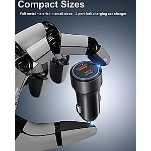 USB C Car Charger 2-Pack, Eversame 36W PD3.0 & QC3.0 Dual USB Fast Car Charger Adapter for Samsung Galaxy S22/S21/Google Pixel 6/iPhone 14/14 Pro Max/14 Pro/14 Plus/13/12/iPad Pro-6FT C-C Cable-Black