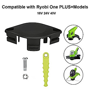 THTEN ACFHRL2 Polycarbonate Bladed and Trimmer Head, AC80RL3 Trimmer Spool Line & AC14HCA Spool Cap Compatible with Ryobi 18-Volt, 24-Volt & 40-Volt Trimmer (17 Pack)