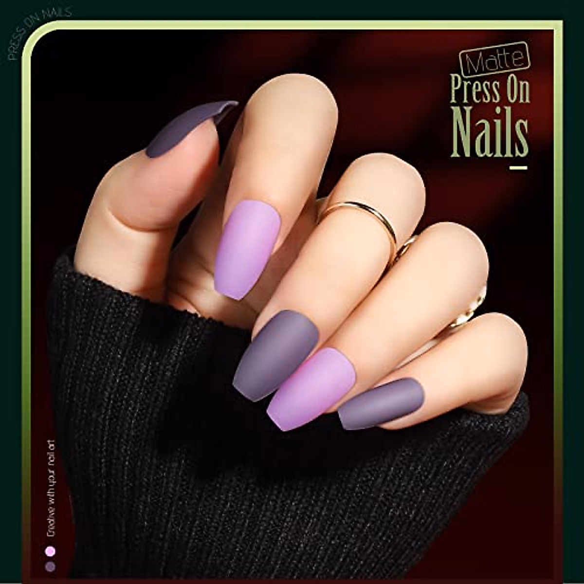 Coffin Shape Press On Nails Set, Teenitor 24 Packs 576PCS Matte Short Coffin Glue On Nails Medium Length, 12 Colors Coffin , 12 Colors Glossy Press On Coffin Nails, Reusable, Nail Adhesive Tabs, Nail Stickers Rhinestone