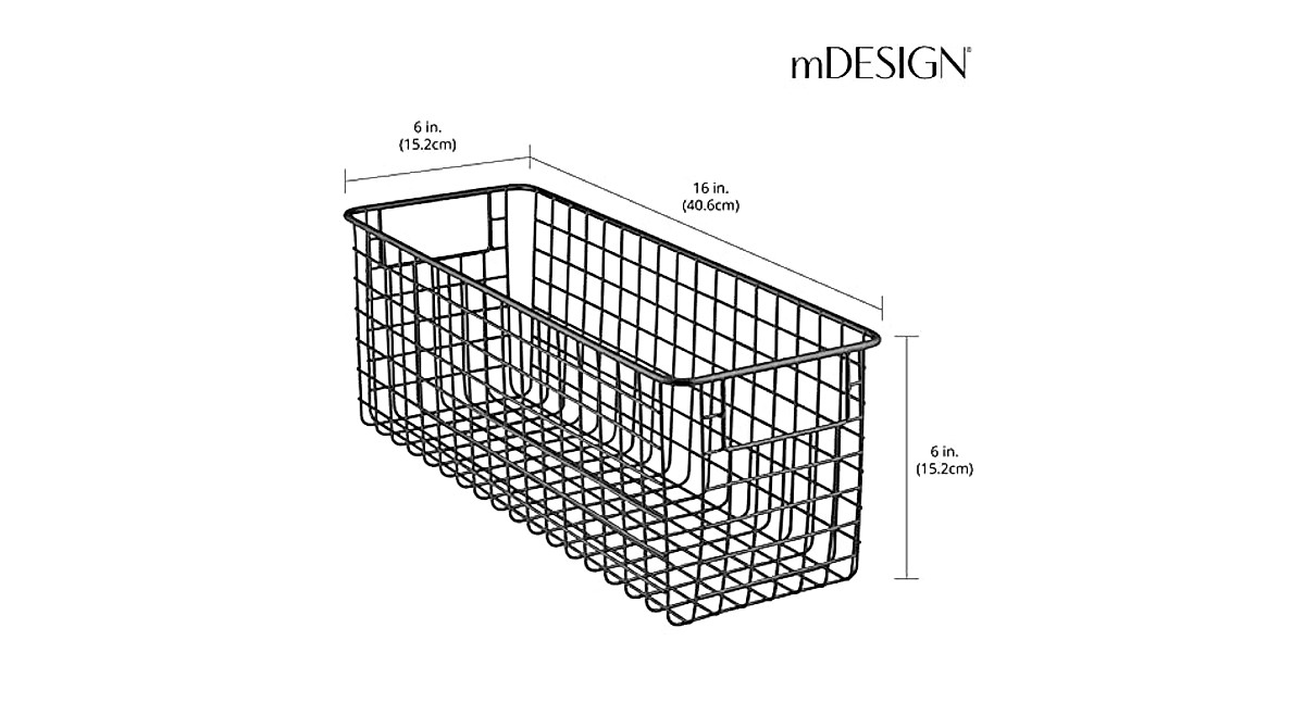 mDesign Slim Wire Storage Organizer Basket for Kitchen & Home