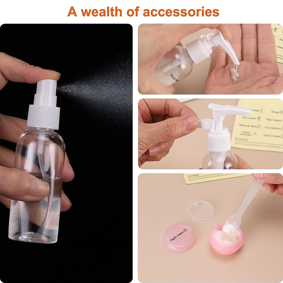 Beveetio Travel Bottles TSA Approved 15 Pack,2.9oz Silicone Refillable Size Containers, BPA Free Travel Tubes Toiletries for Cosmetic Shampoo Cream Conditioner Lotion Soap（2.9 OZ Multicolor）