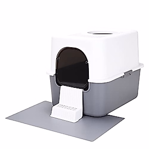 RIZZARI Cat Litter Box with Lid, Increased Entrance Height, Top Entry Enclosed Litter Box with Door, Easy to Install, Suitable for Cats up to 7.5 lbs (Gray,Small)