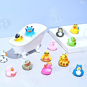 Kicko Assorted Rubber Ducks in Bulk - 50 Pack - 2 Inches - for Kids, Sensory Play, Stress Relief, Stocking Stuffers, Classroom Prizes, Decorations, Supplies, Holidays, Pinata Filler, and Rewards