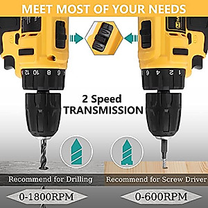MKODDE 21V Cordless Drill Set, 93-Piece 21V Drill Set, 18+1 Torque Setting and 3/8'' Keyless Chuck, 400 in-lb Torque, 2 Speed,With 1 Lithium-ion Batteries 2.0AH & Fast Charger,for Home Tool Kit
