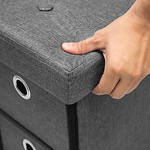 Sorbus Storage Bench Chest with Drawers – Collapsible Folding Bench Ottoman Includes Cover – Perfect for Entryway, Bedroom Bench, Cubby Drawer Footstool, Hope Chest, Faux Linen (Gray)