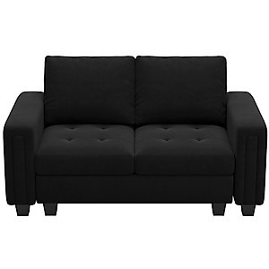 Belffin Velvet Modular Loveseat Sofa Couch 2 Seater Sofa Love Seats for Small Space Black