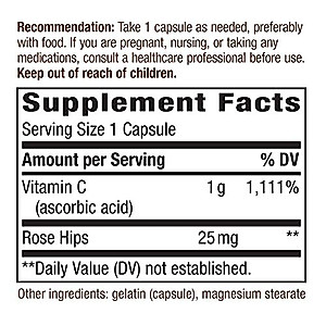 Nature's Way Vitamin C with Rose Hips; 1000 mg Vitamin C per Serving; 250 Capsules