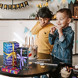 Bigqin 6PCS Kids Birthday Wrapping Paper Recycled Happy Birthday 70 * 50cm Gift Paper for Boys Girls Women Men Christmas Birthday Holiday Celebration Present Box, with Rope and Tape