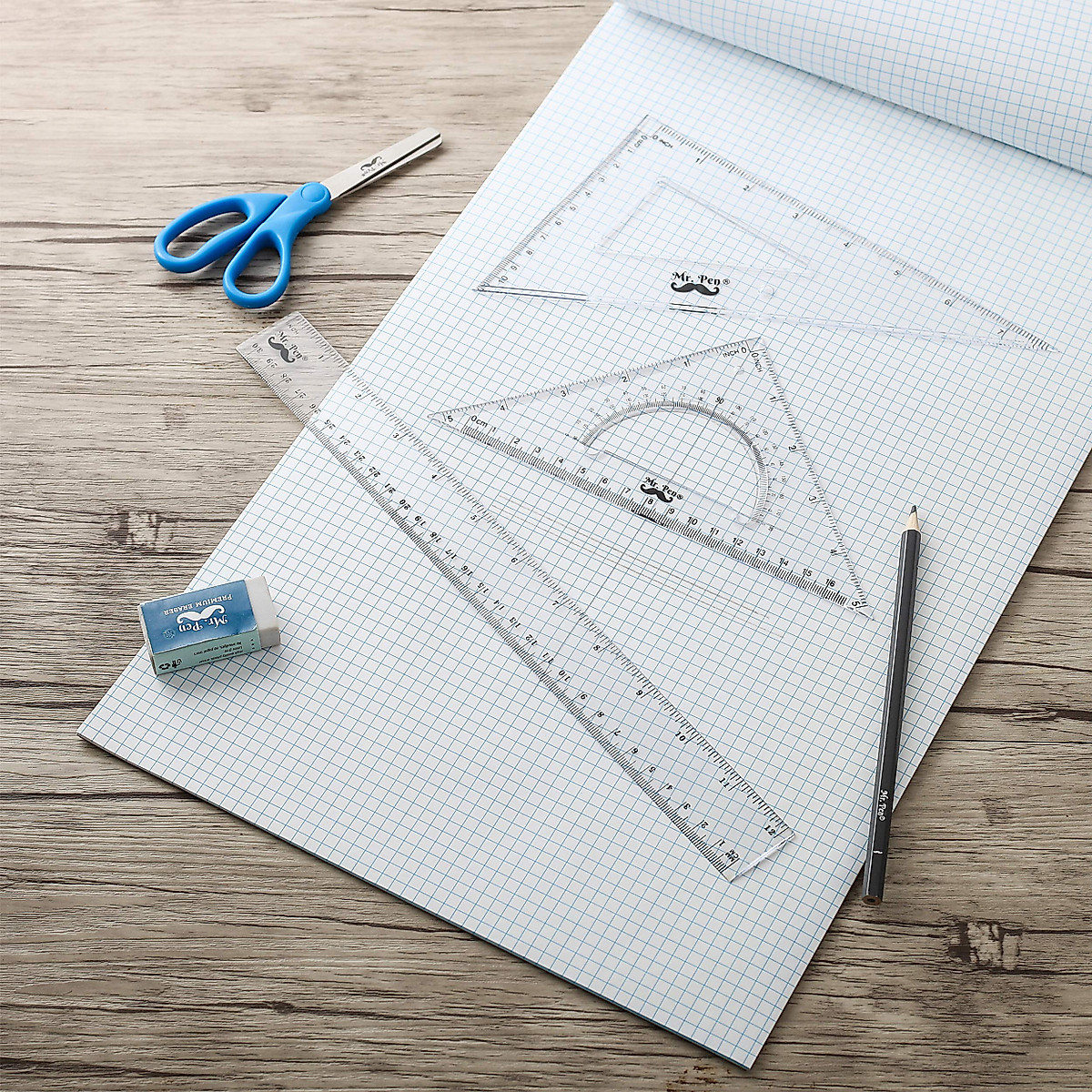 Mr. Pen- Triangle Ruler, Square and Ruler Set, Ruler Set, 3 Pack, Set Square, Geometry Set, Square Ruler, Protractor for Geometry, School Geometry Set, Math Protractor, Geometry Rulers, Math Ruler