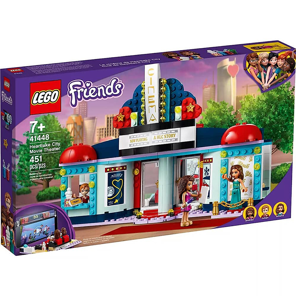 LEGO Friends Heartlake City Movie Theater 41448 Building Kit; Great Birthday Gift for Kids Who Love Movies, New 2021 (451 Pieces)