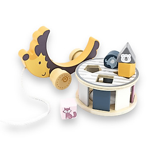 3 in 1 - Wooden Toddler Toy, Shape Sorting Toy, Pull Toy, & Stacking Toy, Toddler Blocks, Educational Toy for Baby Girls and Baby Boys, Montessori Toy for 1 Year Old & up hot Toy