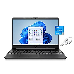 HP 15.6“ HD Diagonal Micro-Edge Bezel Laptop | Intel Pentium Silver N5030 | 4GB RAM | 128GB SSD | Intel UHD Graphics | Black | Windows 11 Home | with USB3.0 HUB Bundle