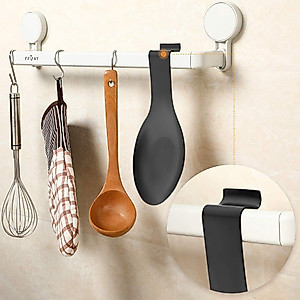 Pretty Jolly Stainless Steel Black Spoon Rest for Kitchen Counter Cooking Utensil Rest Spoon Ladle Holder for Stove Top Rust Resistant Large Size Spatula Rests Dishwasher Safe 9.61 x 3.74 Inch(2PCS)