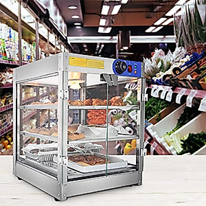 WeChef 3-Tier Pizza Warmer Countertop Display Case 24x20x20 Commercial Food Warmer Display 110V 750W for Buffet Restaurant with Removable Tray