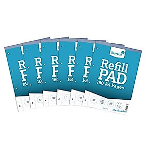 Silvine 160 Page A4 Refill Pad, Head Bound and Punched 4 Holes. Ruled Narrow Feint with Margin. Ref A4RPNM [Pack of 6]