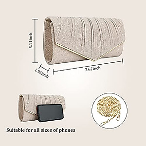BWKUNOLF Clutch Purse Envelope Clutch Purses Evening Bag Evening Purses Clutches,Women Handbags Shoulder Bag Crossbody Bags for Formal Wedding Party Prom Banquet (Gold)