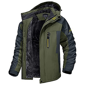 TACVASEN Mountain Jackets for Men Outdoor Waterproof Windproof Rain Jackets Coats, Green, 2XL