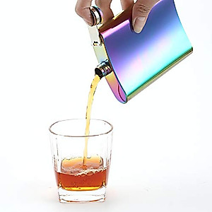 YFS Solid Rainbow Colored Flask for Liquor and Funnel, 8 Oz Leak Proof Stainless Steel Pocket Hip Flask