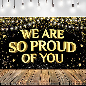 KatchOn, We are So Proud of You Banner - XtraLarge, 72x44 Inch | Congratulations Banner | Congratulations Decorations, 2024 Graduation Party Decorations | Black and Gold Graduation Decorations 2024