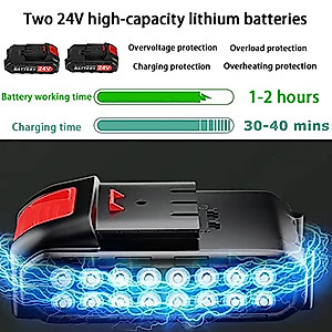 Cordless String Trimmer Electric Weed Eater Battery Powered 24v Weed Wacker 3-in-1 Cutting Tool 17 Blades Lawn Trimmer Edger Height Adjustable Low Noise Brush Cutter for Lawn, Yard, Garden, Bush