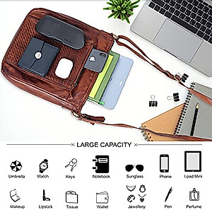 Crossbody Bags For Women-Real Handmade Leather Vintage Adjustable Shoulder Sling Bags Cognac Medium