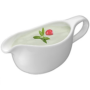 RONDURE Large White Gravy Boat - 19 oz Capacity, Microwave and Dishwasher Compatible