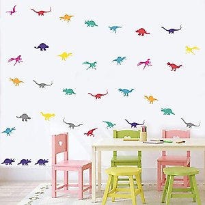IARTTOP Colorful Dinosaur Sticker (98pcs), Adorable Dinosaurs Wall Decal for Kids Room Nursery Decor, Lovely Animal Theme Party Decoration