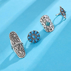 Yean Boho Ring Set Silver Statement Rings Joint Knuckle Ring Set Midi Stacking Rings for Women and Girls(Pack of 9) (Boho) (Boho)