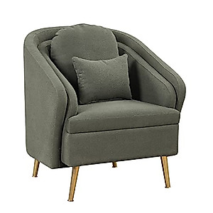 Goohome Mid Century Modern Accent Chair Single Sofa Comfy Upholstered Armchair Living Room Furniture, ReadingChair with Lumbar Pillow and Metal Legs for Bedroom, Lounge