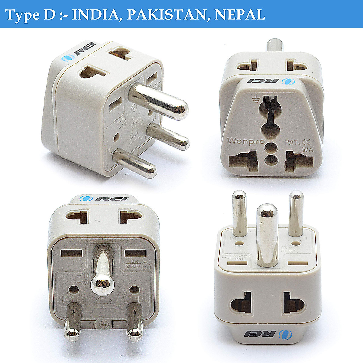 OREI 7 World Travel Adapter Plug Set Safe Grounded for Europe, Germany, Italy, S. Africa, China, Australia, UK, India and More