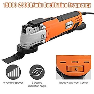Goplus Oscillating Tool, 1.5A Oscillating Multi Tool with 3° Oscillation Angle, Variable Speeds, Dust Collection and 14pcs Accessories for Cutting, Sanding, Trimming and Removing Flooring