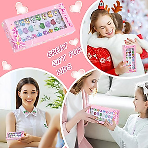 SkyWiseWin Childrens Pretend Play Jewelry Rings 30 PCS Jewelry Adjustable Ring and Festival Dress Up Flash Rhinestone Heart Rings for Kids