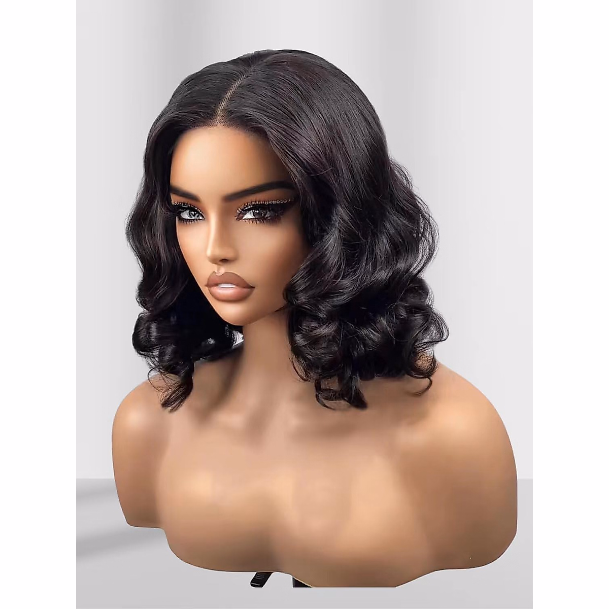 OCTSUN 12" Glueless Short Wavy Wigs Human Hair Pre Plucked 13x4 HD Lace Front Wigs Human Hair 180 Density Shoulder Length Loose Wave Bob Wig Brazilian Human Virgin Hair Body Wave Wigs for Black Women