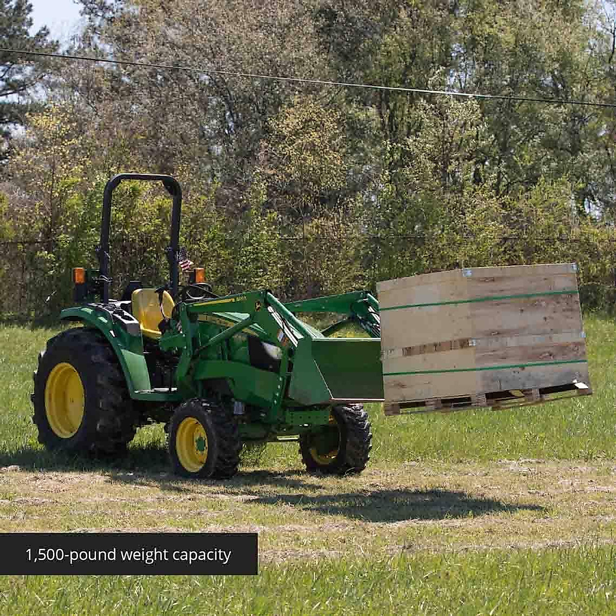 Titan Attachments Light-Duty 60" Clamp-on Pallet Forks with Adjustable Stabilizer Bar, 46" x 3" Fork Length, Rated 1,500 LB, Easy to Install on Loader or Skid Steer Bucket