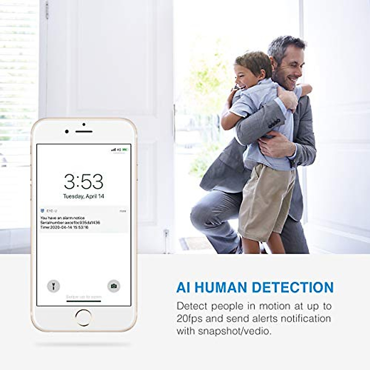 XM Smart Home Camera, Wireless IP Security Camera 1080P Indoor Surveillance Camera with AI Human Detection,Night Vision,2-Way Audio,2.4GHz WiFi Baby Monitor for Nanny/Home/Office with iOS/Android
