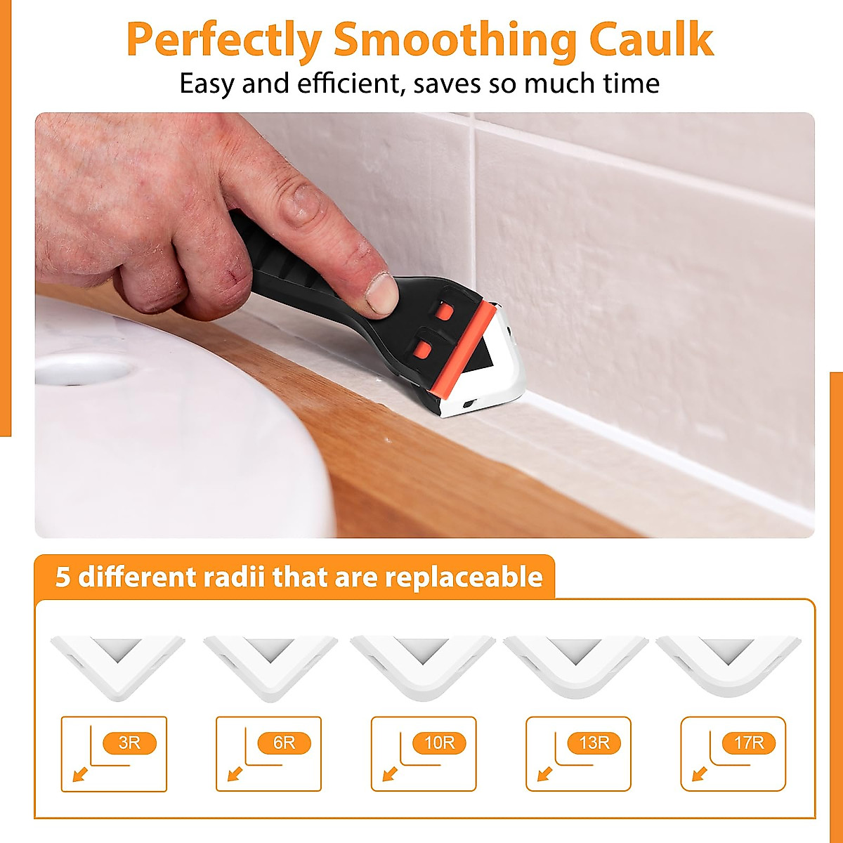 Silicone Caulking Tool Caulk Remover 3 in 1 - Upgraded Grout Removal Tool Kit Smooth Caulk for Bathroom Tub Shower Window Floor Glue Trowel Paint Scraper Stocking Stuffers Tools Gifts for Men Wome